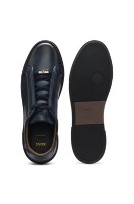 BOSS Low-cut Sneakers In Premium Brushed Leather
