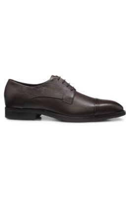 BOSS Italian-made Derby Shoes In Grained Leather