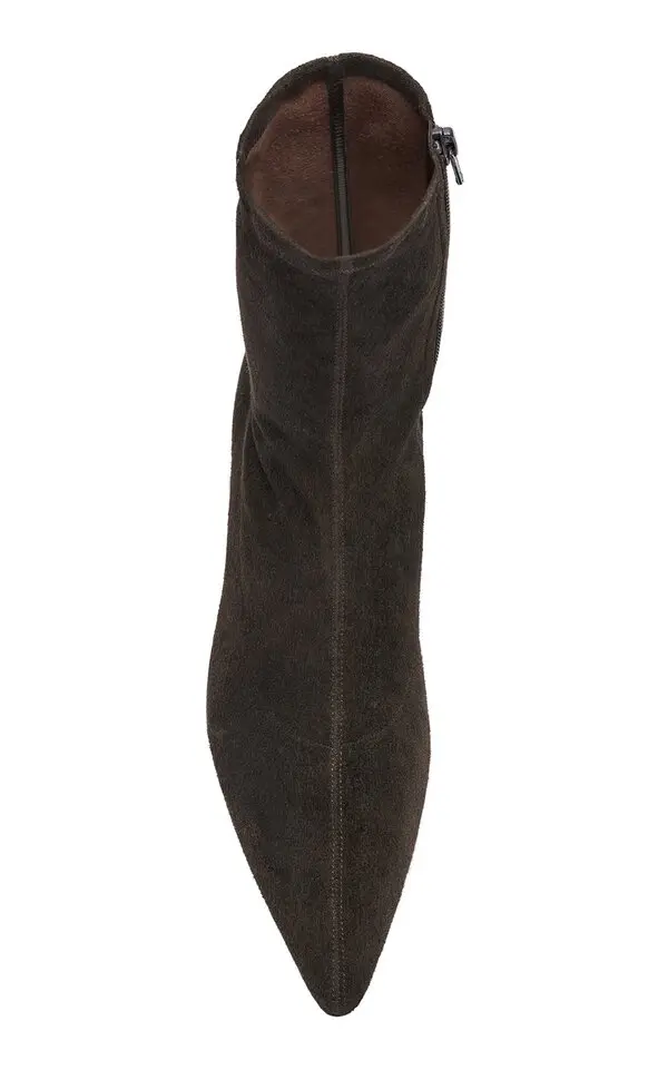 THE ROW Liisa Kitten Leather Ankle Boots