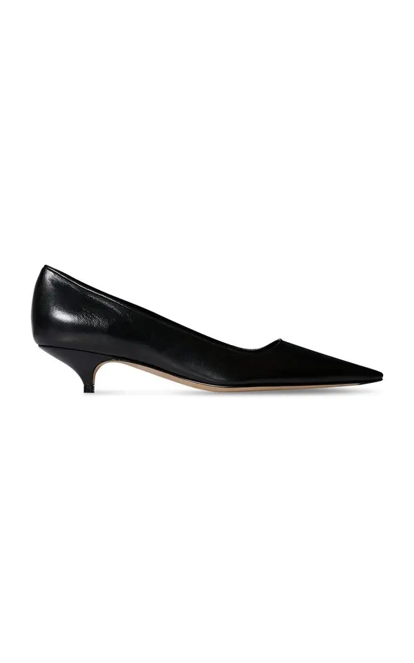 THE ROW Liisa Kitten Leather Pumps - Black