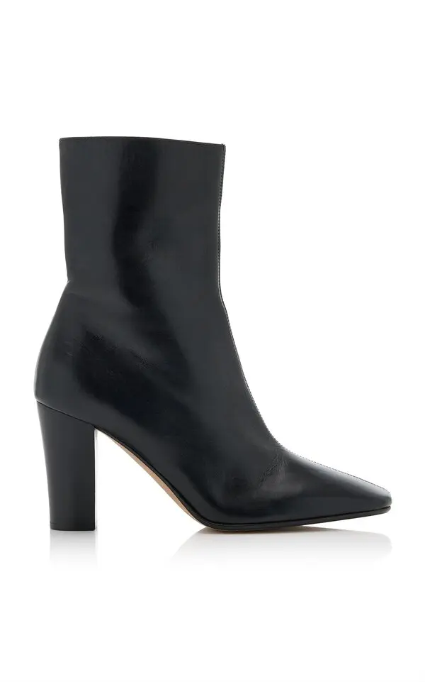 THE ROW Cindy Leather Ankle Boots - Black