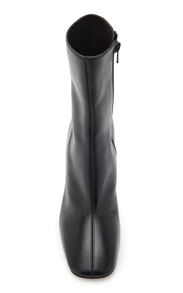 THE ROW Cindy Leather Ankle Boots - Black