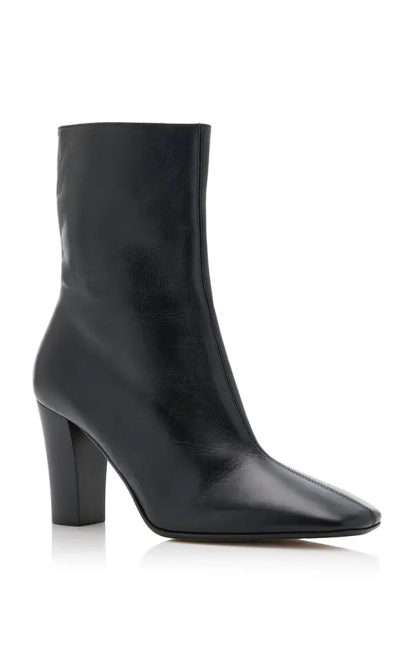 THE ROW Cindy Leather Ankle Boots - Black