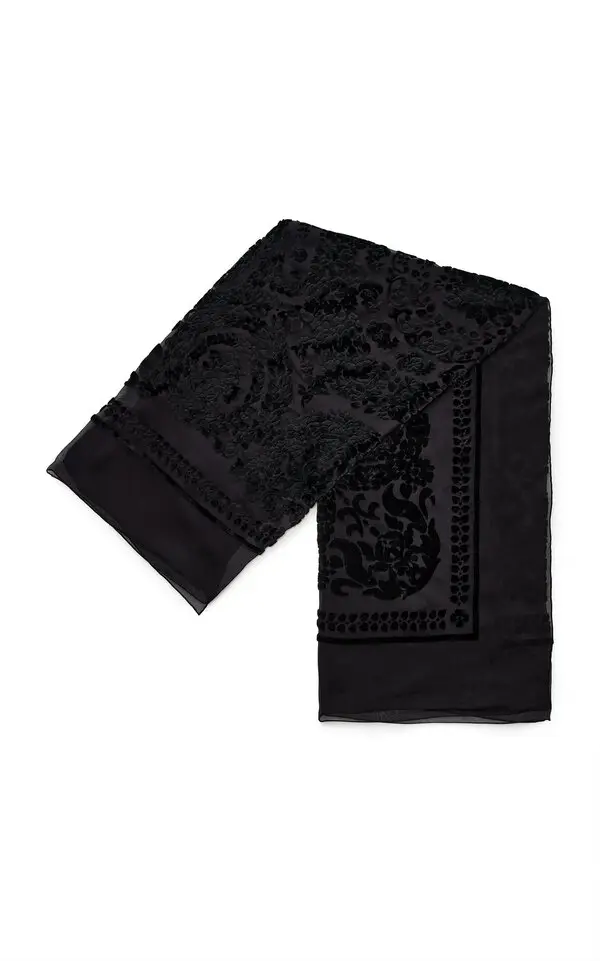 THE ROW Mitaf Embroidered Camelhair-blend Scarf - Black