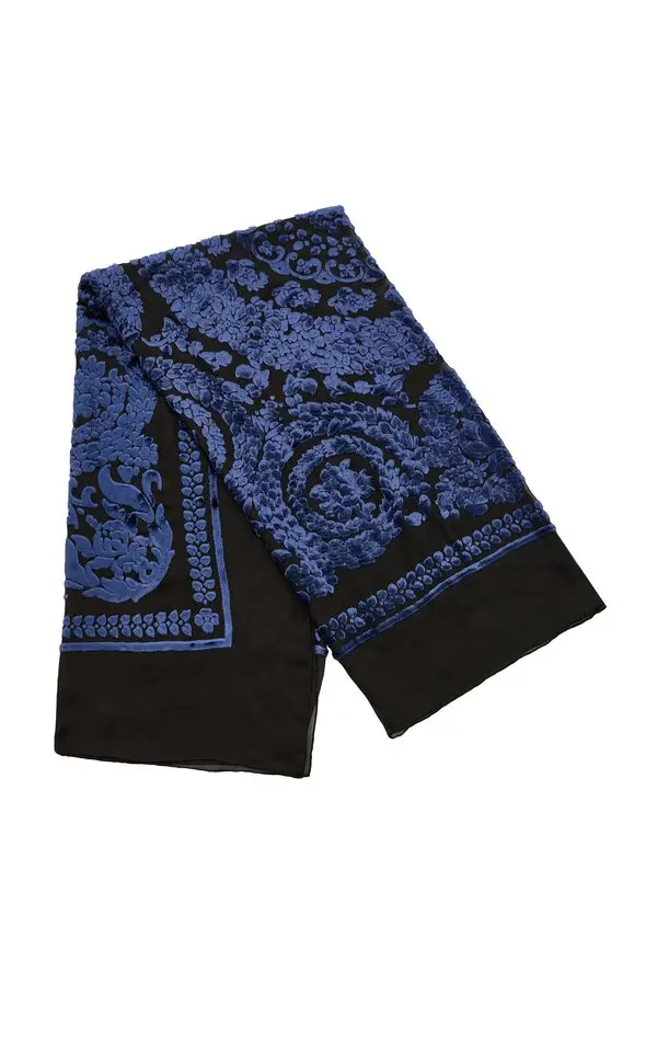 THE ROW Mitaf Embroidered Camelhair-blend Scarf - Blue