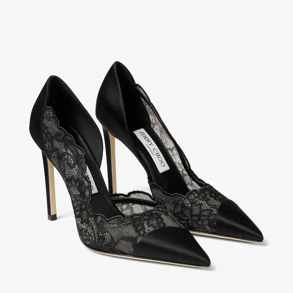 JIMMY CHOO Brigitte 100 Lace And Satin Pumps