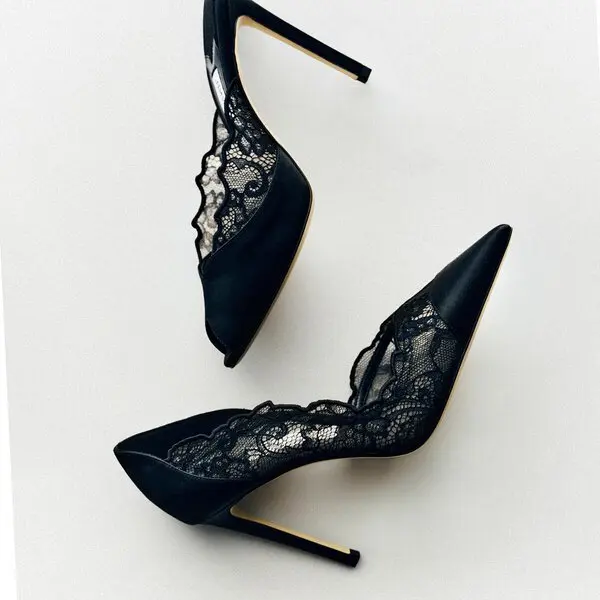 JIMMY CHOO Brigitte 100 Lace And Satin Pumps - Black