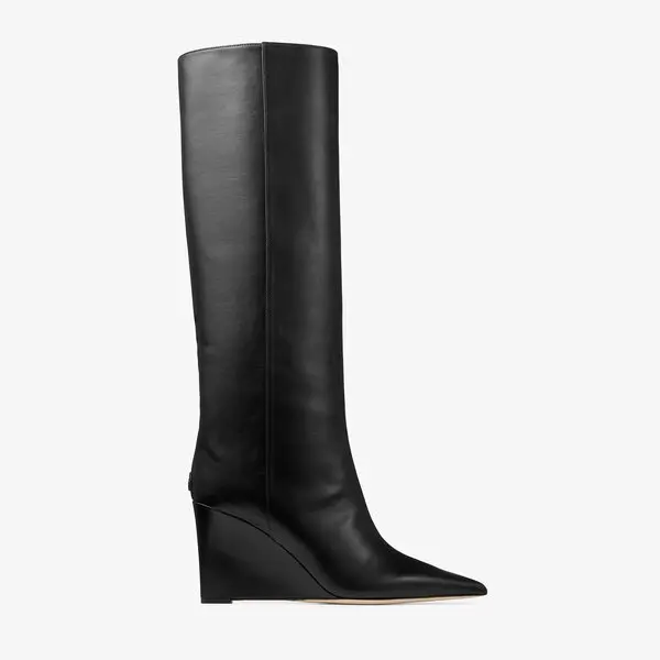 JIMMY CHOO Blake Knee Boot 85 Smooth Leather Knee-high Boots With Wedge Heel