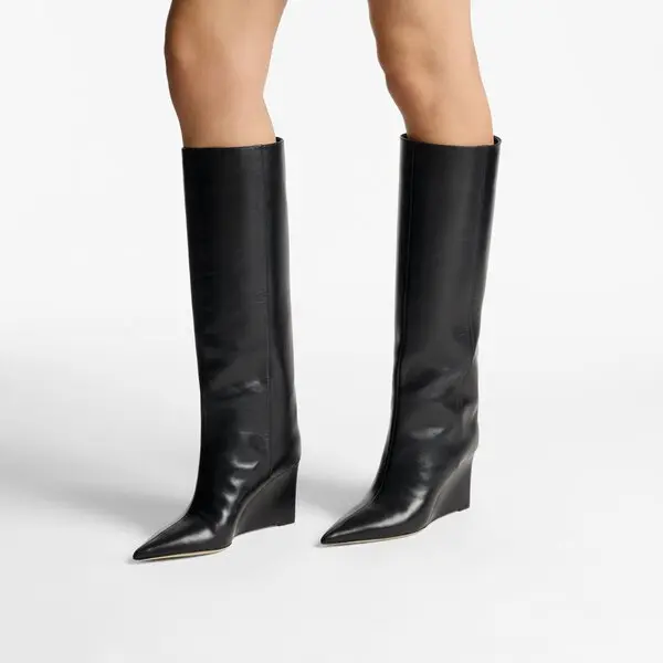 JIMMY CHOO Blake Knee Boot 85 Smooth Leather Knee-high Boots With Wedge Heel