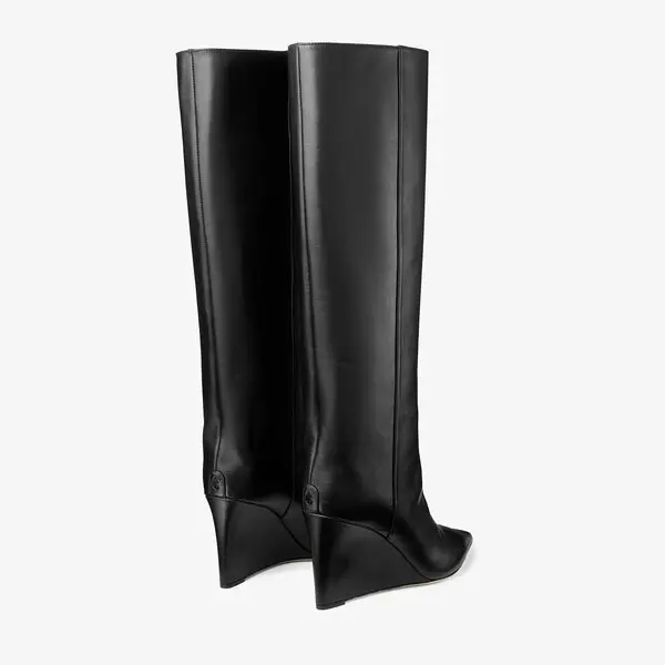 JIMMY CHOO Blake Knee Boot 85 Smooth Leather Knee-high Boots With Wedge Heel