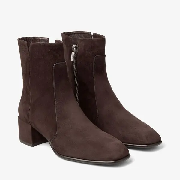 JIMMY CHOO Eliot Ankle Boot 45 Chocolate Suede Ankle Boots Chocolate