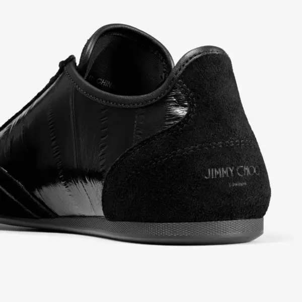 JIMMY CHOO Sunny Low Top Trainers In Leather Mix And Eel Printed Leather - Black