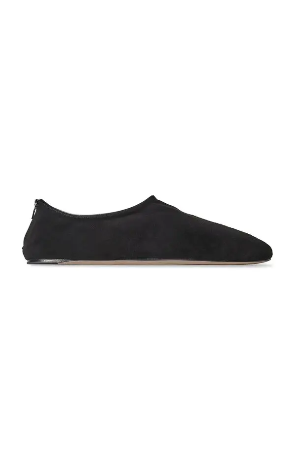 THE ROW Stellene Suede Slippers - Black