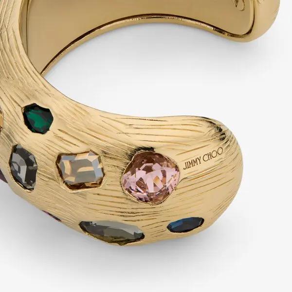 JIMMY CHOO Gold-finish Metal Maxi Bangle With Multicoloured Crystals - Silver