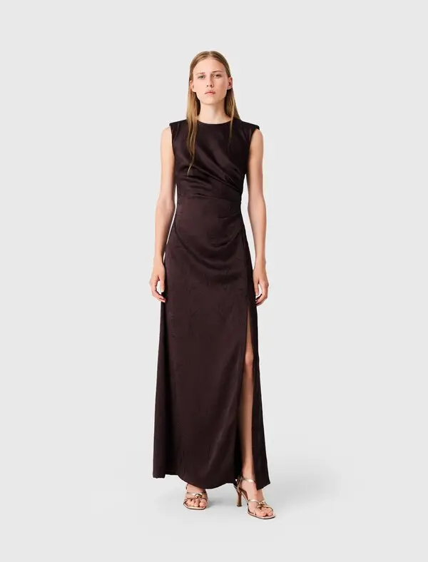 Maje Satin-effect Draped Maxi Dress