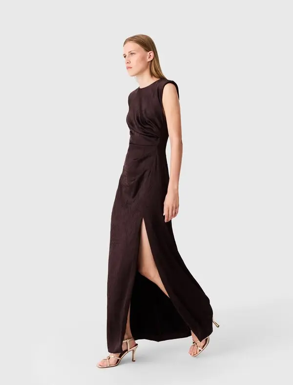 Maje Satin-effect Draped Maxi Dress