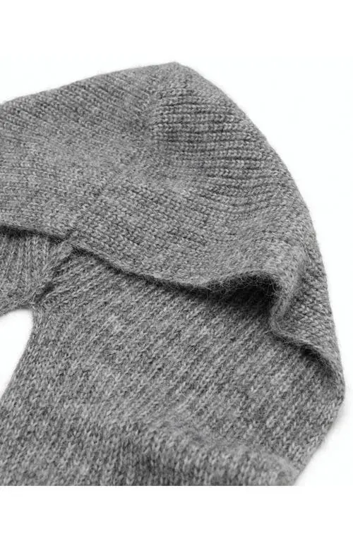 Mango Hooded Rib Scarf - Medium Heather Grey