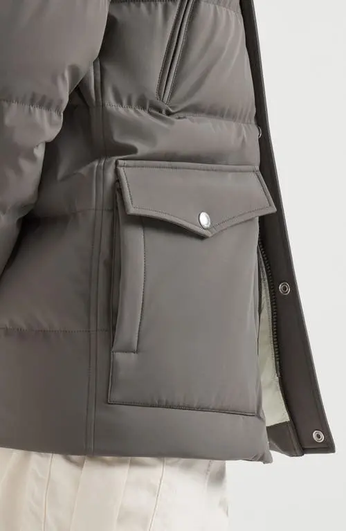 Brunello Cucinelli Stretch Bonded Nylon Down Parka With Detachable Hood