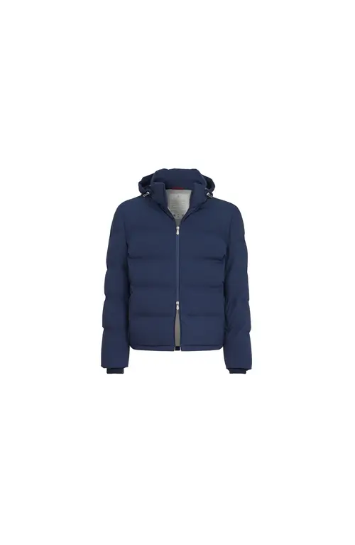 Brunello Cucinelli Stretch Bonded Nylon Down Jacket With Detachable Hood