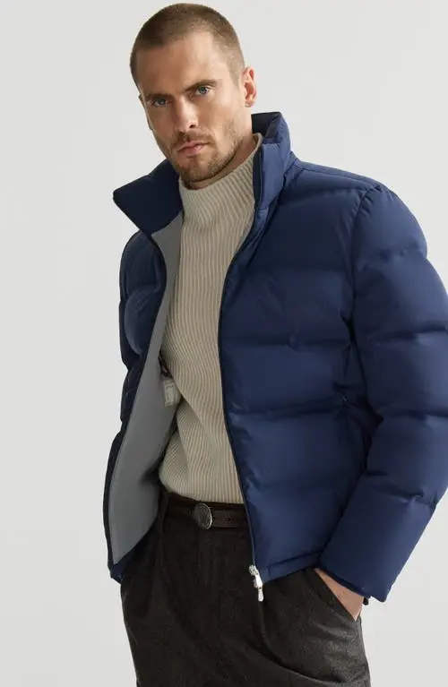 Brunello Cucinelli Stretch Bonded Nylon Down Jacket With Detachable Hood
