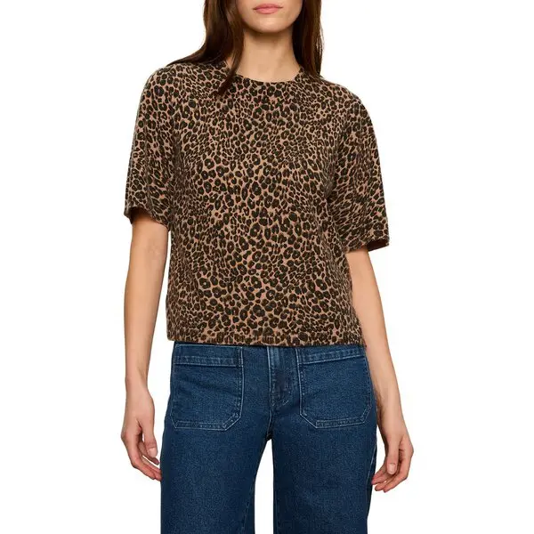 Sanctuary Leopard Print Fine Knit Short Sleeve Sweater - Le Cat