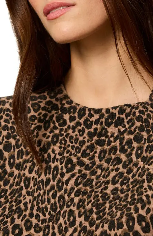 Sanctuary Leopard Print Fine Knit Short Sleeve Sweater