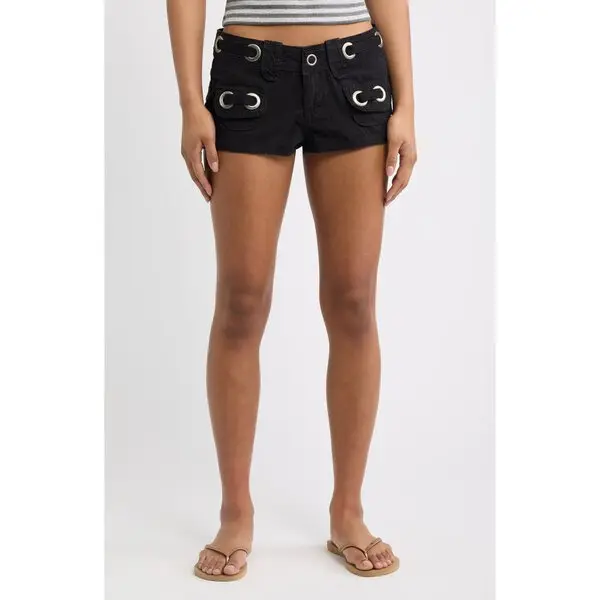 JADED LONDON Eyelet Cargo Mini Shorts - Black