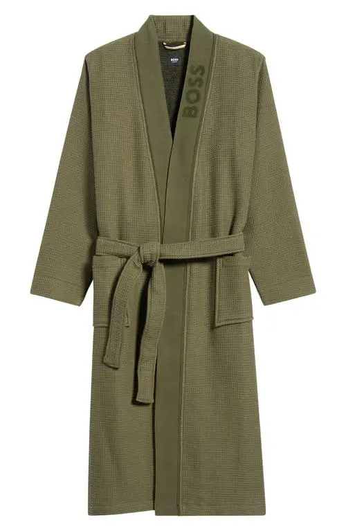BOSS Waffle Knit Robe - Open Green