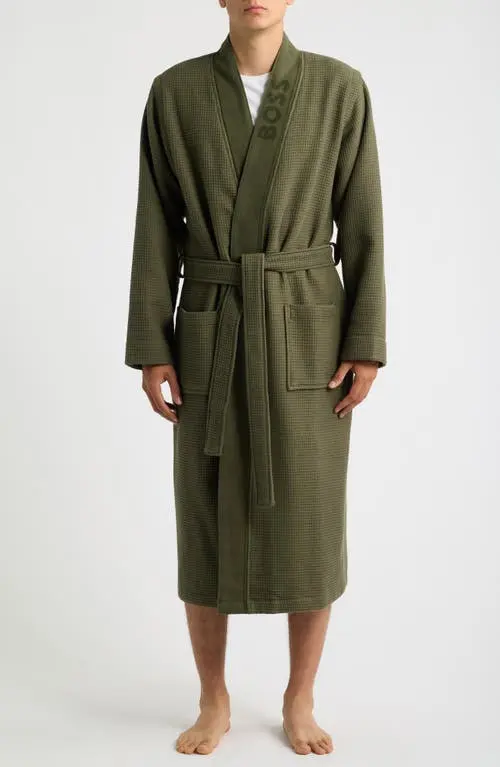 BOSS Waffle Knit Robe - Open Green