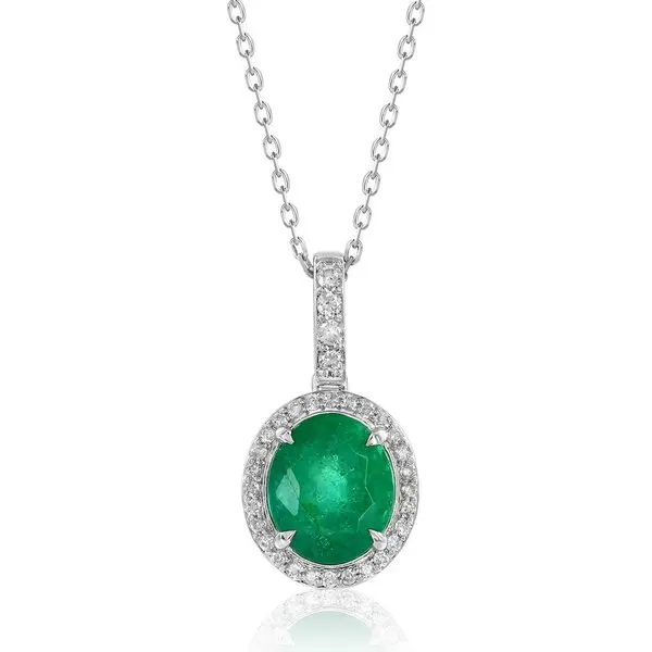 SOUZANA BY SUZY LEVIAN 14k Gold 2.26cttw Oval-cut Emerald & 0.17cttw Diamonds Pendant Necklace - Green