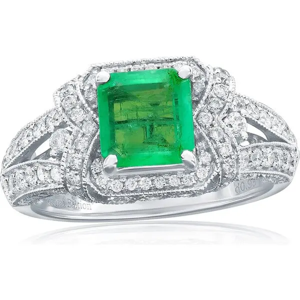 SOUZANA BY SUZY LEVIAN 14k White Gold 1.07 Carat Colombian Emerald And 0.93 Carat Tw Diamond Ring - Green