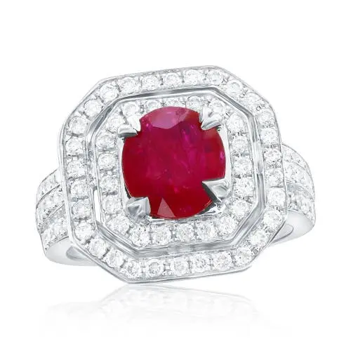 SOUZANA BY SUZY LEVIAN 14k Gold Ruby & Diamond Double Halo Ring