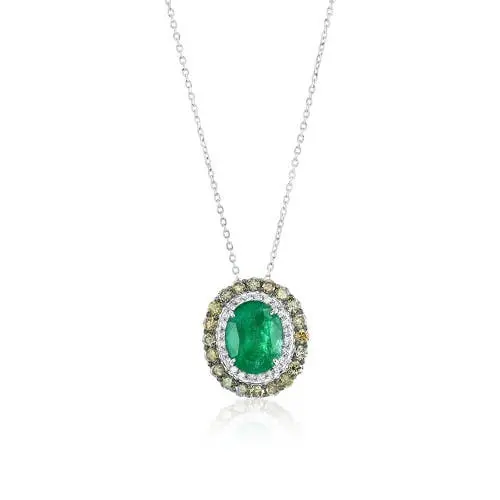 SOUZANA BY SUZY LEVIAN 14k Gold 2.96ct Emerald & 0.81cttw Diamond Pendant Necklace - Green