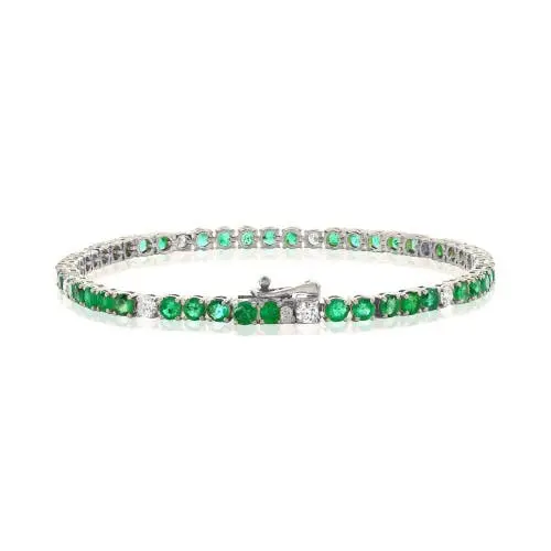 SOUZANA BY SUZY LEVIAN 14k White Gold Emerald & Diamond 5.90cttw Tennis Bracelet - Green