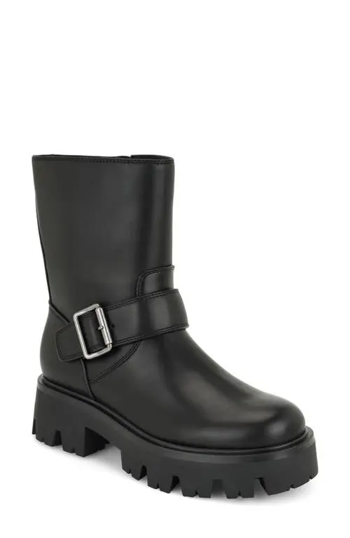 Nine West Ryder Faux Leather Moto Boots - Black
