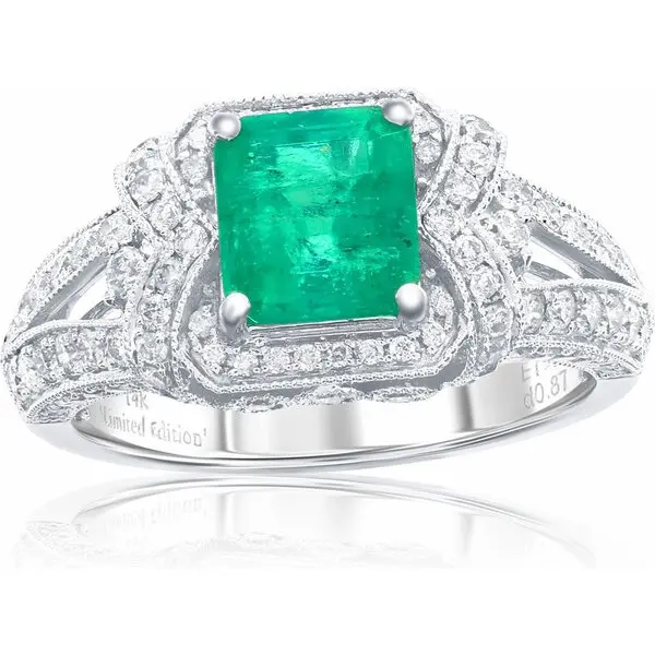 SOUZANA BY SUZY LEVIAN 14k White Gold Emerald And Diamond Ring