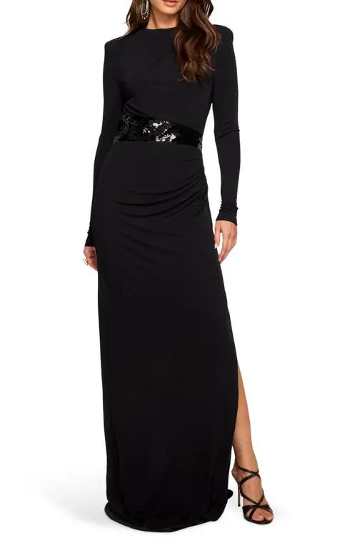 Ramy Brook Samantha Sequined Waist Gown - Black