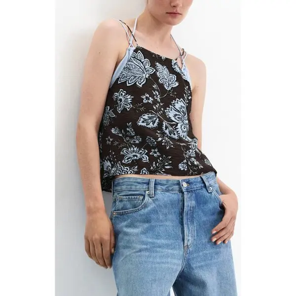 Mango Floral Tie Strap Top