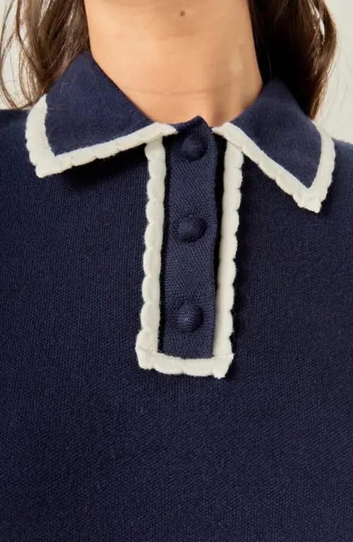 English Factory Scalloped Trim Sweater Polo