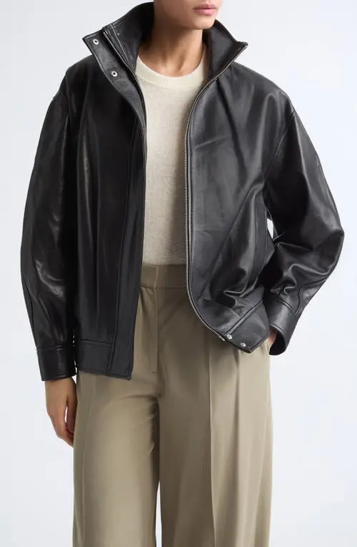 ARMA Paula Leather Bomber Jacket - Black