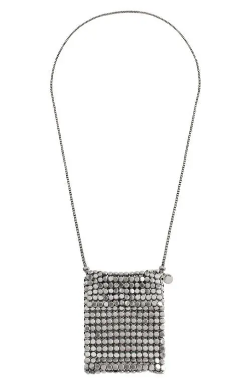ALLSAINTS Chainmail Bag Long Pendant Necklace - Warm Silver