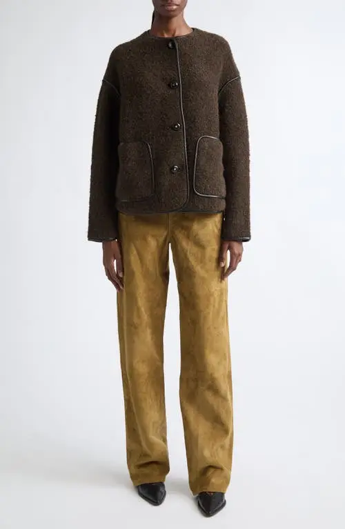 Altuzarra Irving Jacket Textured Alpaca Blend With Contrast Trim - Fudge