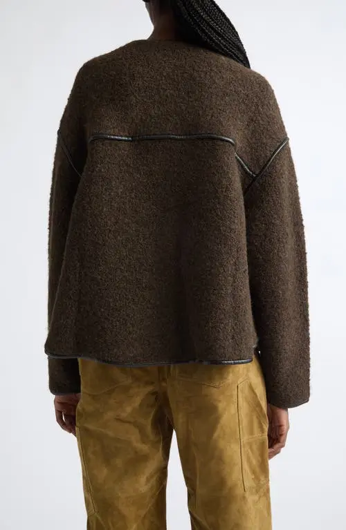 Altuzarra Irving Jacket Textured Alpaca Blend With Contrast Trim - Fudge