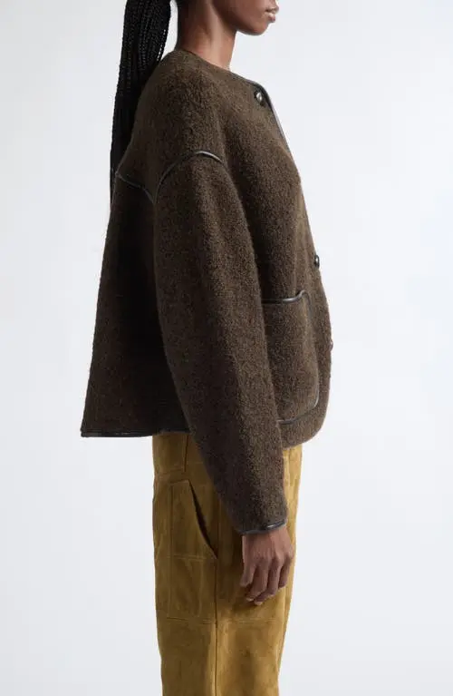 Altuzarra Irving Jacket Textured Alpaca Blend With Contrast Trim - Fudge