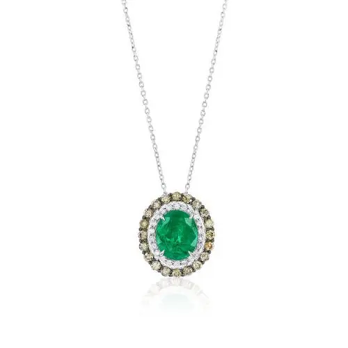 SOUZANA BY SUZY LEVIAN 14k Gold 3.01ct Emerald & 0.82cttw Diamond Pendant Necklace - Green