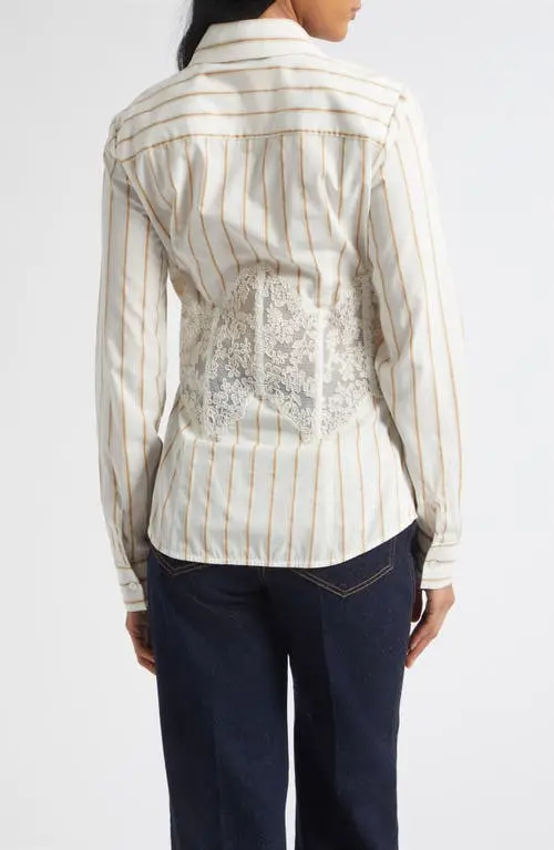 Ramy Brook Alana Lace Inset Striped Shirt