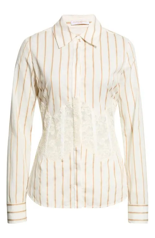 Ramy Brook Alana Lace Inset Striped Shirt