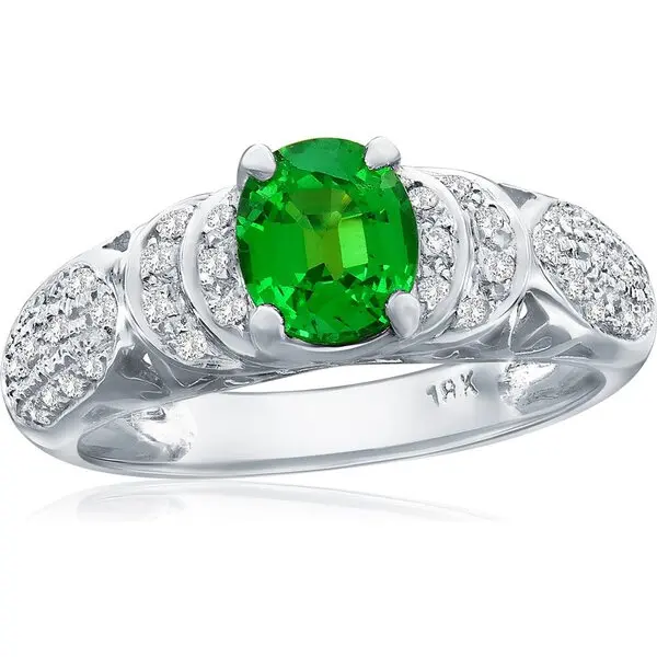 SOUZANA BY SUZY LEVIAN 18k White Gold Tsavorite Garnet And Diamond Ring