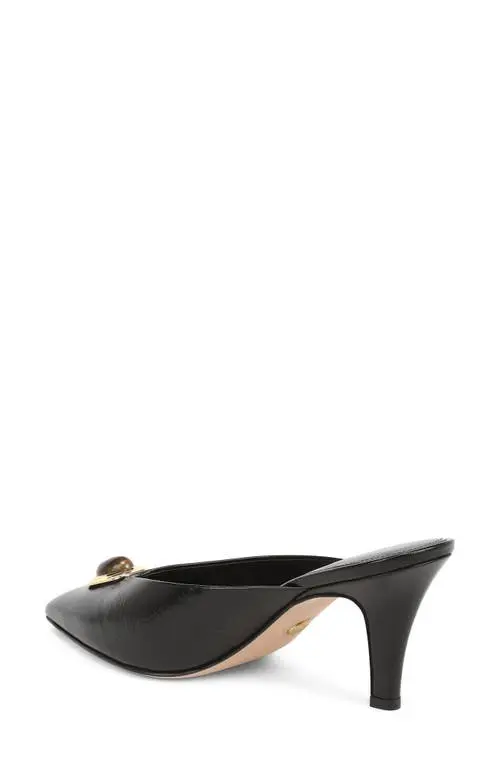 Veronica Beard Cabochon Leather Pointed Toe Mule - Black