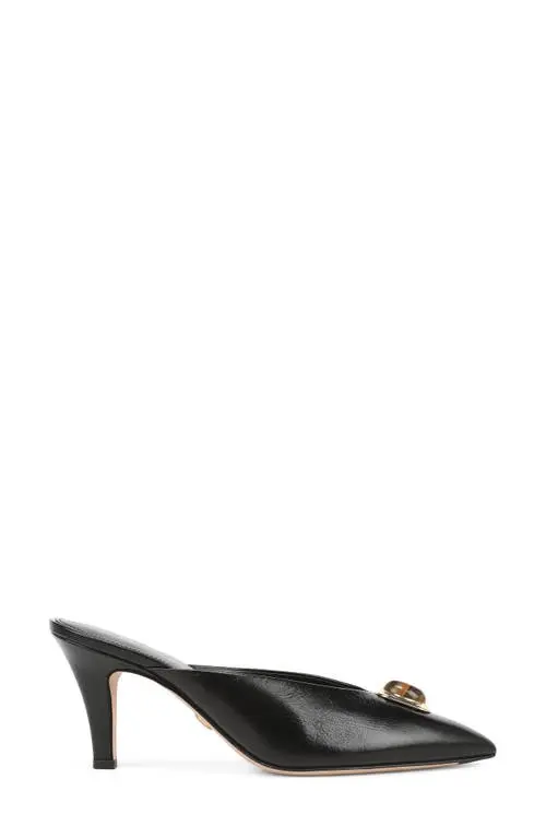 Veronica Beard Cabochon Leather Pointed Toe Mule - Black